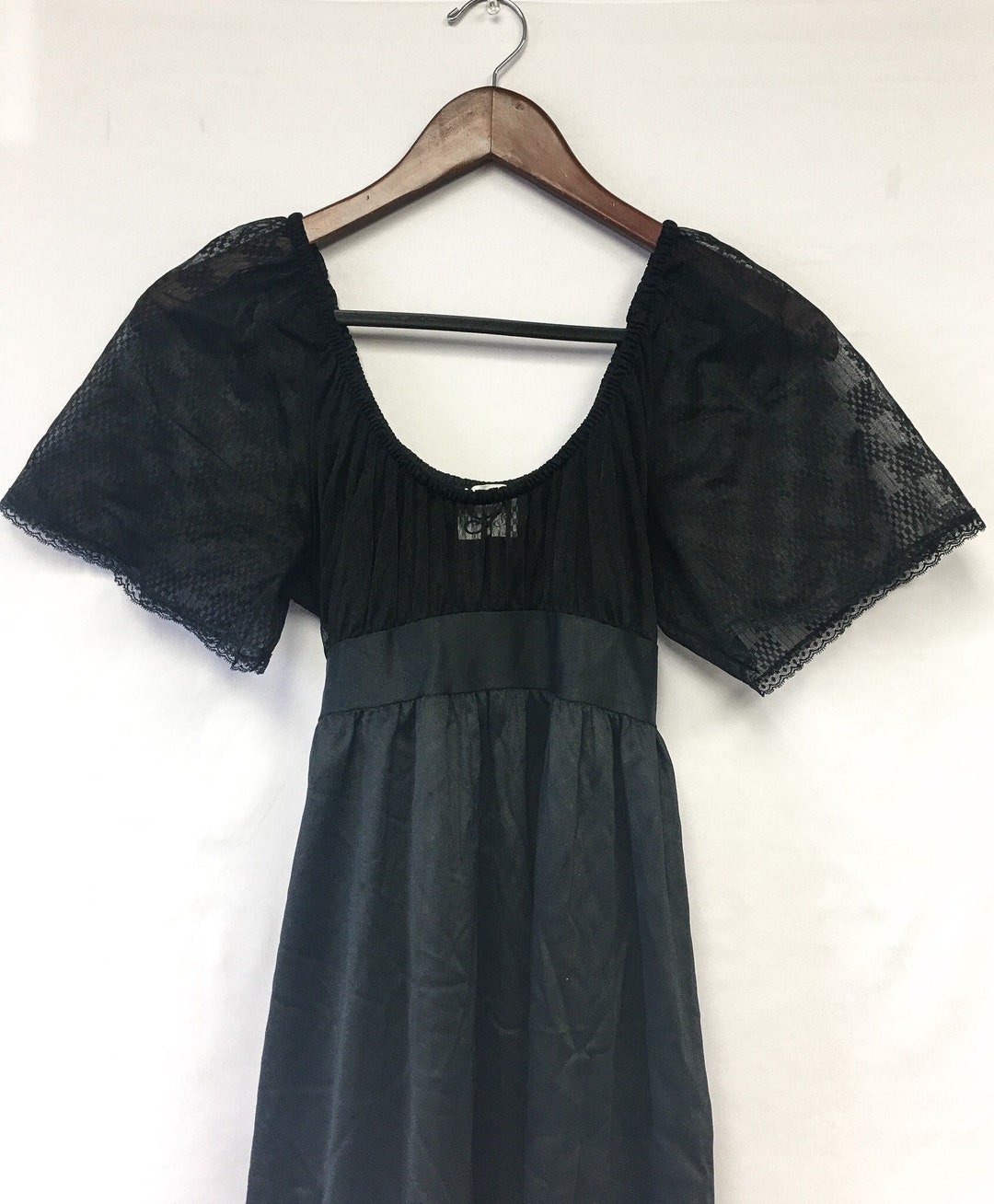 Vintage Gossard Artemis Black Short-sleeved Lace Slip Dress With ...