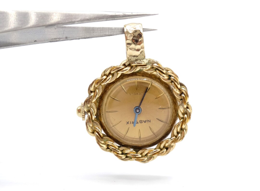 Vintage NASTRIX 10K RGP 17 Jewel Pocket Watch Pendant With Rope Chain ...