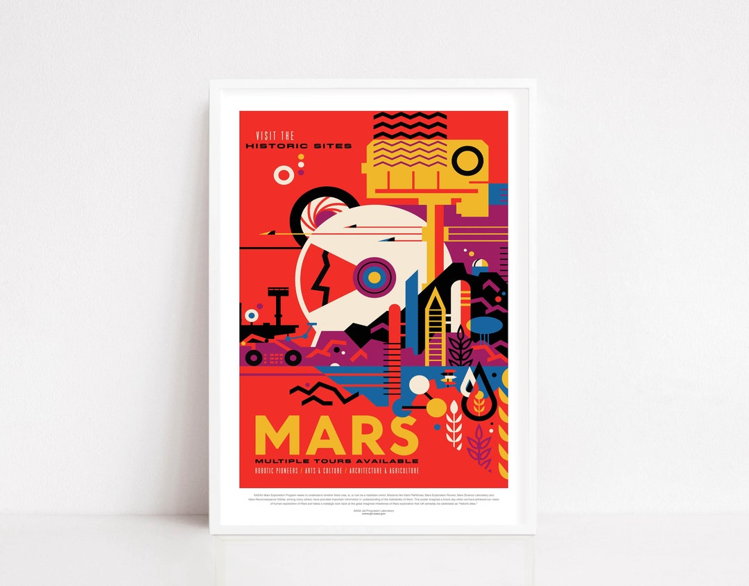 Nasa Mars Posters / Mars Illustration Print / Vintage Style Poster ...