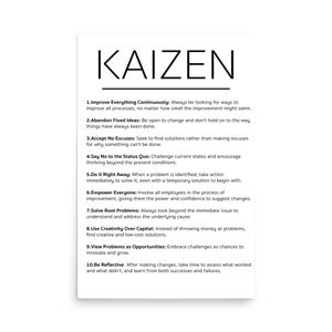 Kaizen Poster - Continuous Improvement Wall Art, Minimalist ...
