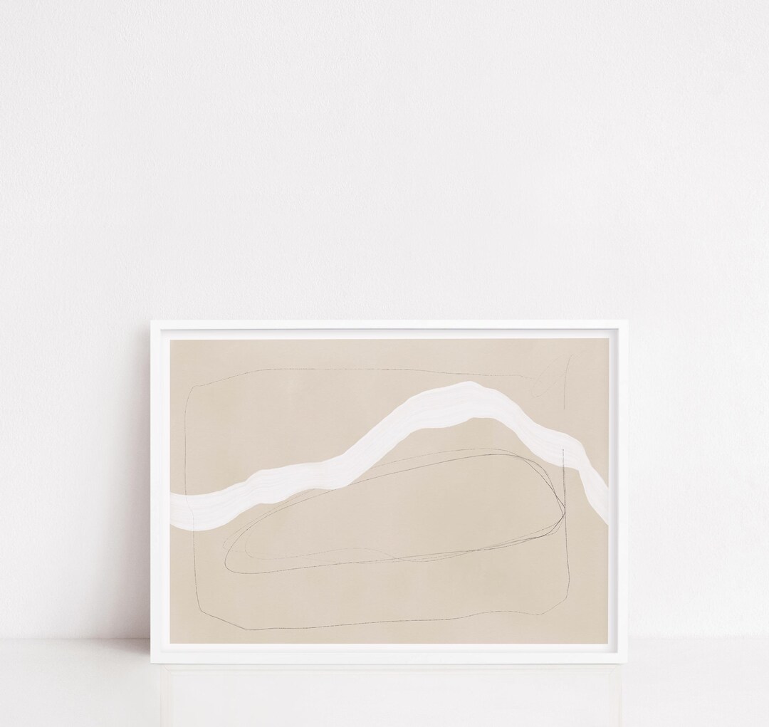 Neutral Abstract Line Art Print, Minimal Beige and White Wall Art With ...