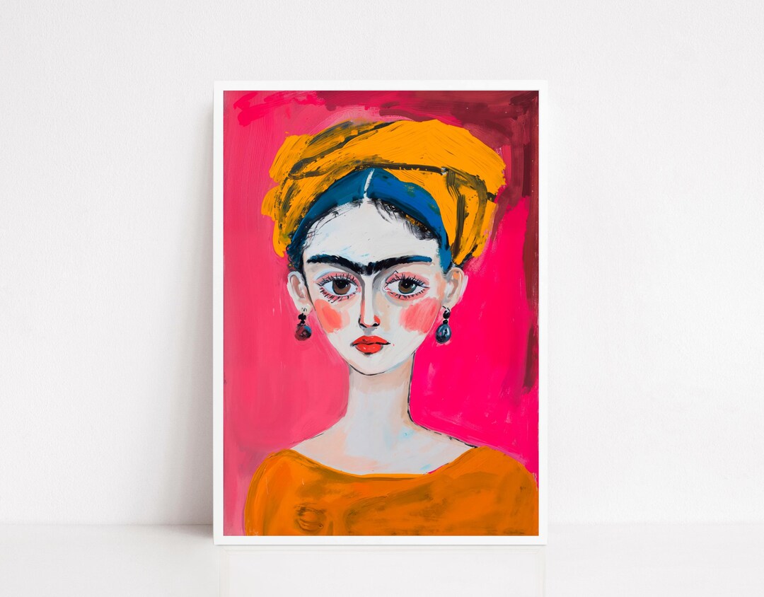 Frida Kahlo Poster - Colorful Frida Kahlo Portrait Print - Feminist ...