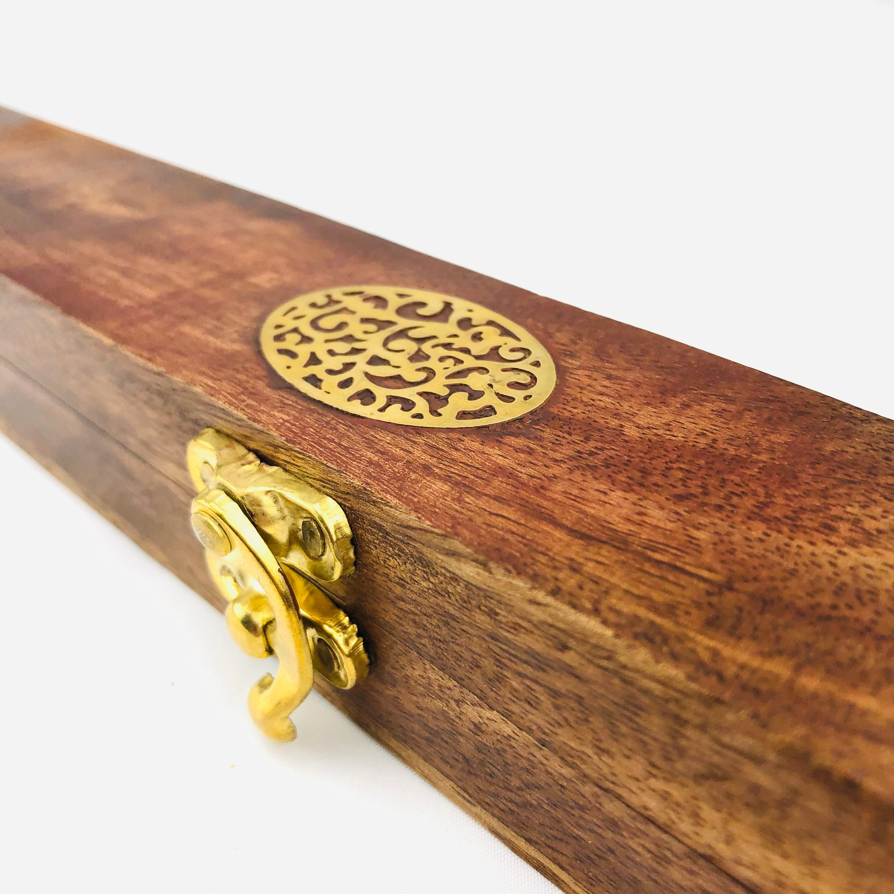 Wand Display Box- Brass Medallion - Velvet-lined Hardwood- Will O’wisp ...