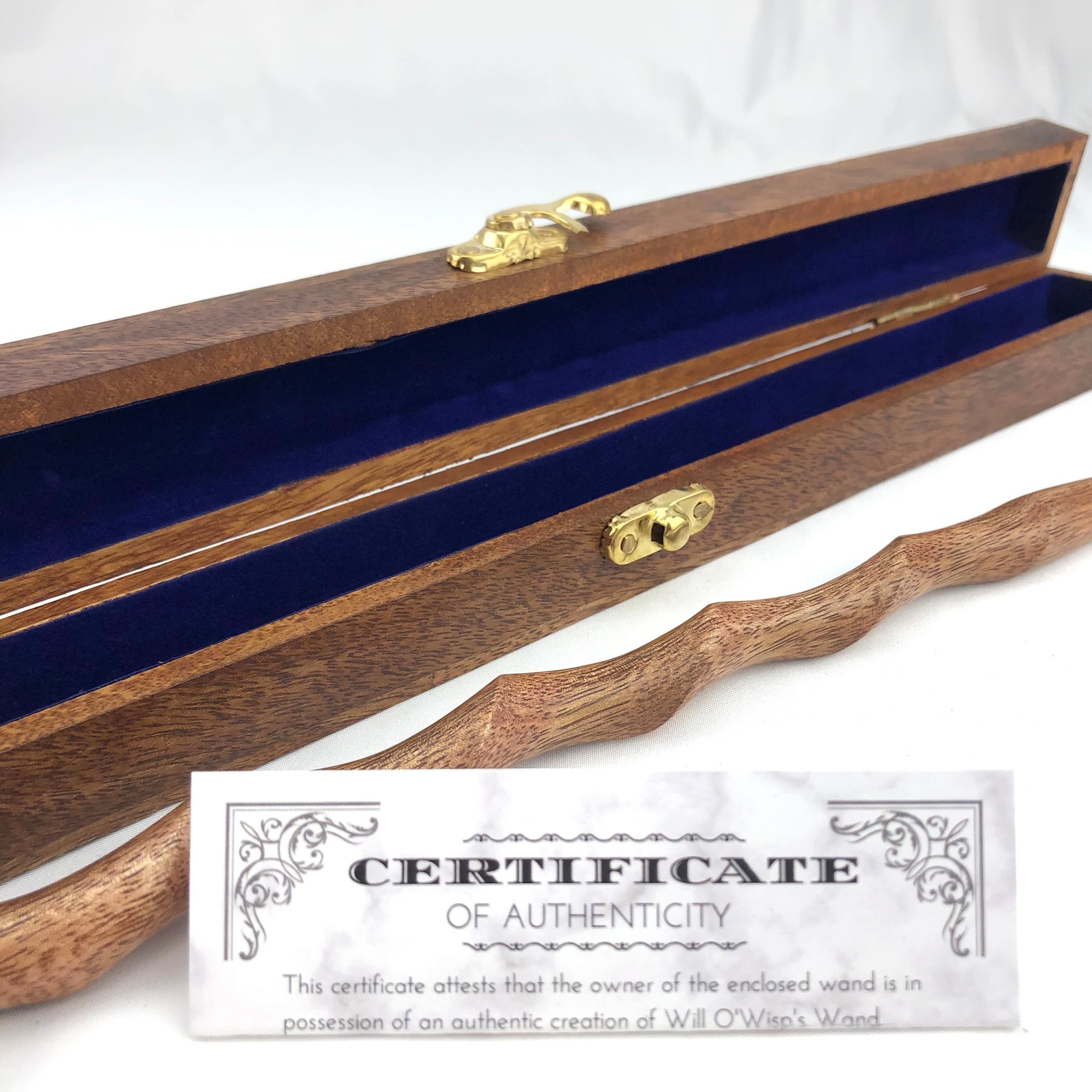 Witch and Wizard Wand in Real Wooden Display Box - Will O'wisp's Wand ...