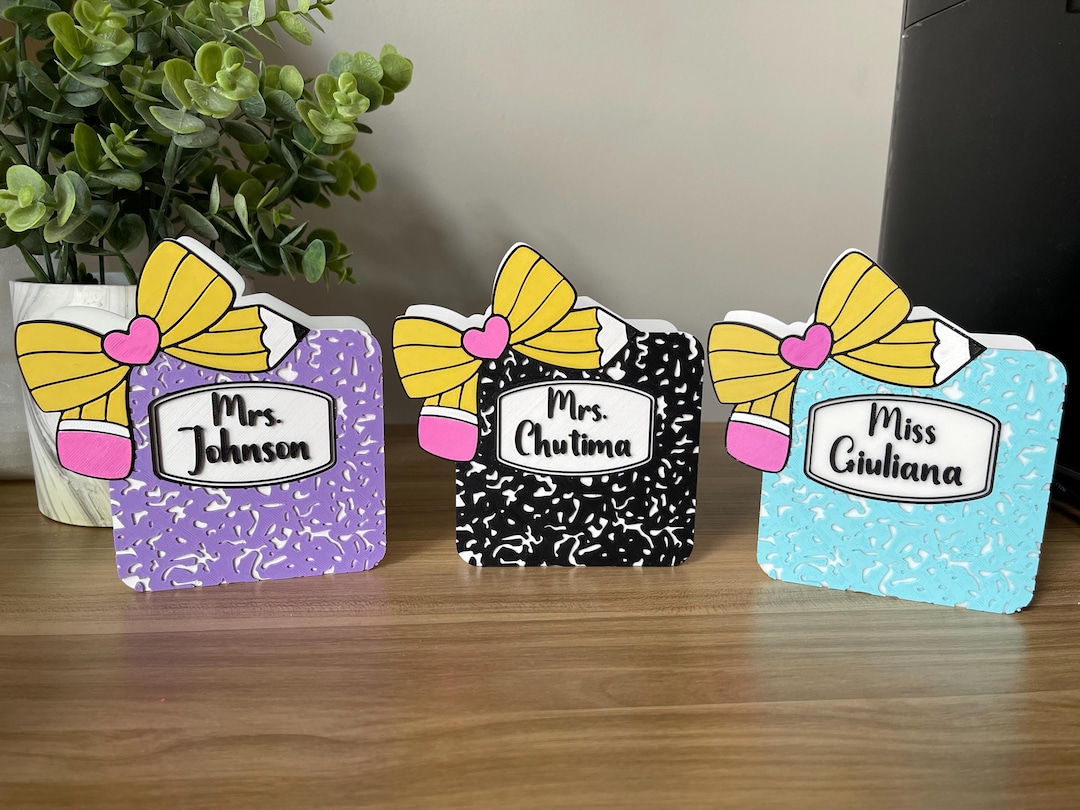 Personalized Teacher Pen Holder | Composition Notebook Desk Organizer ...