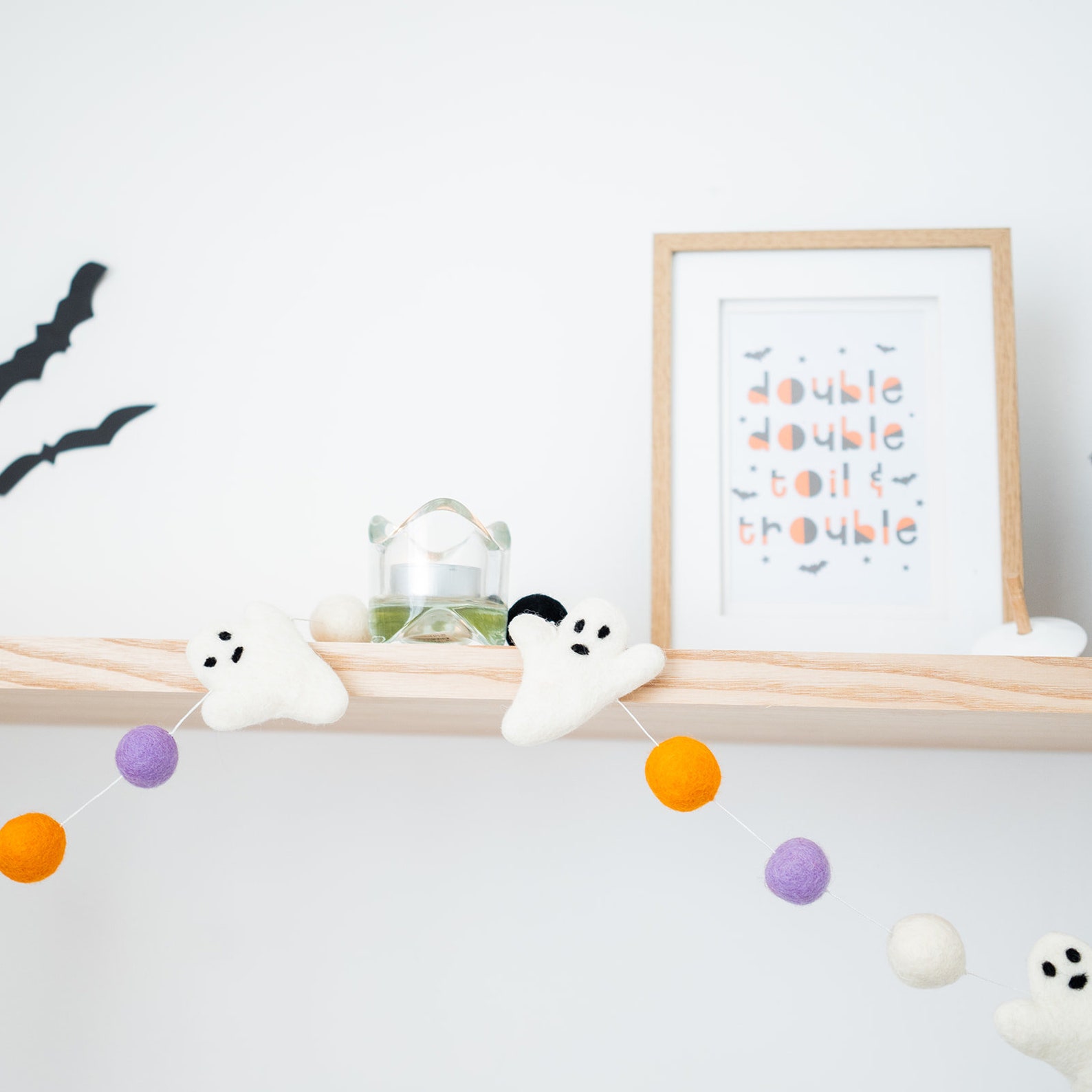 Spooky Ghost Felt Ball Garland | Cute and Spooky Halloween Bunting ...