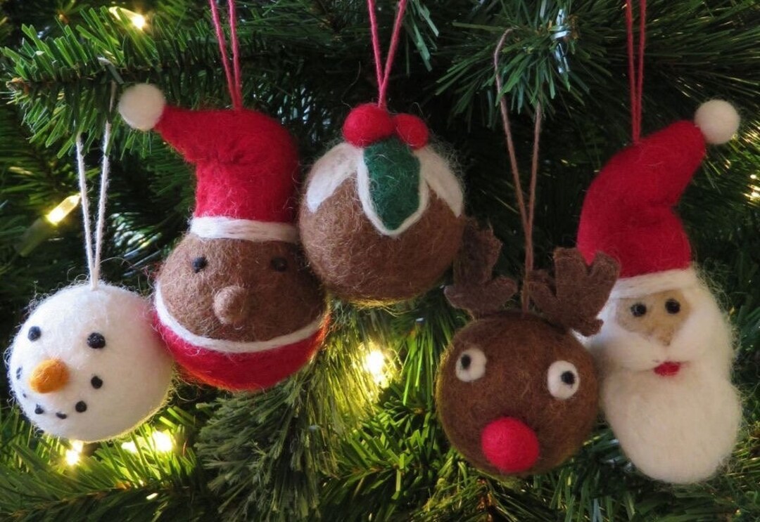 Felt Christmas Tree Decoration | Snowman, Reindeer, Robin, Pudding ...