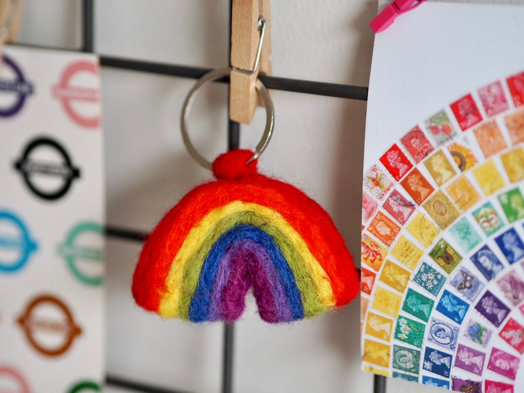 Felt Rainbow Key Ring | Rainbow Multi-coloured Key Chain | Pride LGBTQ ...