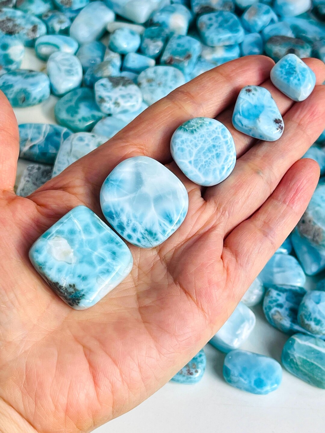 Larimar Tumbled Stone, Larimar Pocket Stone, High-quality Larimar ...