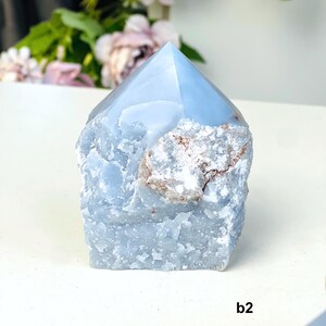 Angelite Point: Rare Light Blue Crystal Tower, Polished Peruvian ...