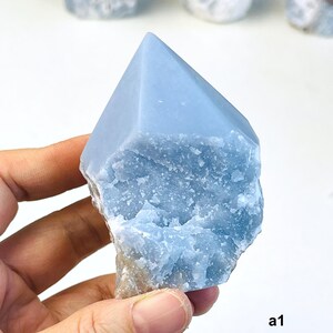 Angelite Point: Rare Light Blue Crystal Tower, Polished Peruvian ...