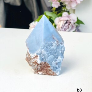 Angelite Point: Rare Light Blue Crystal Tower, Polished Peruvian ...