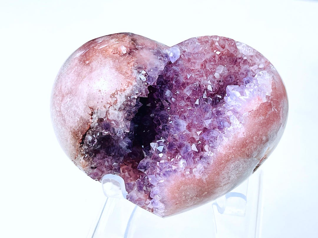 Pink Amethyst Heart, Super Extra Quality Pink Amethyst Druzy Heart ...