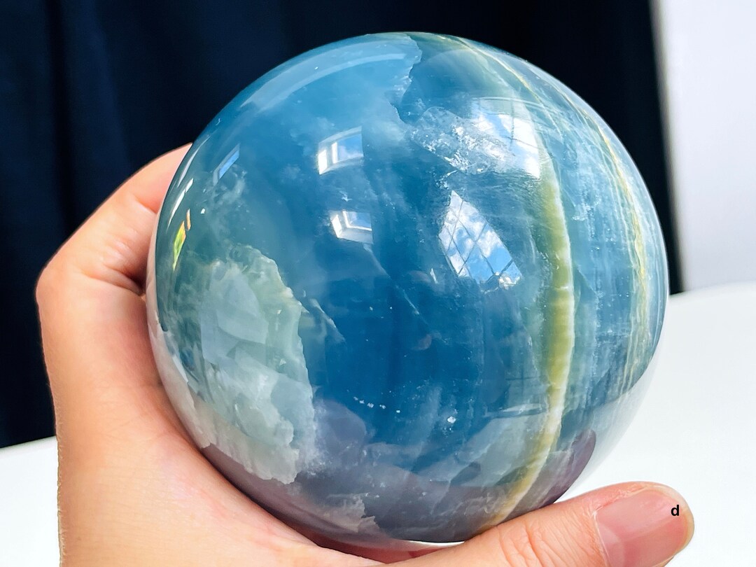 Lemurian Aquatine Calcite Sphere: Rare Crystal Healing Gift (68-85mm ...