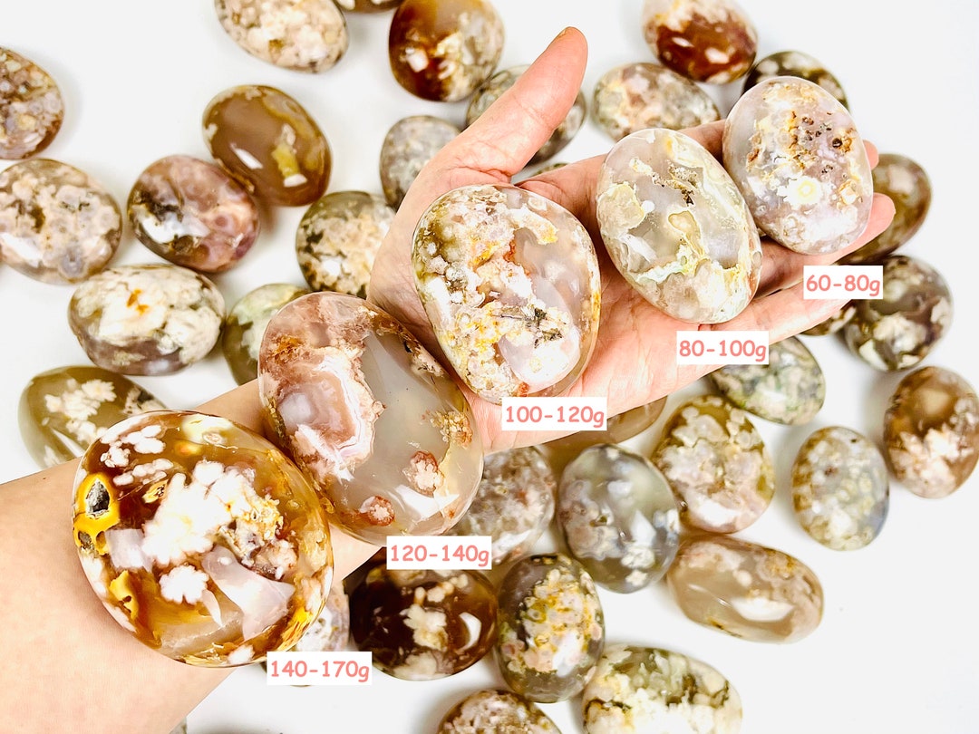 Flower Agate Palm Stone, Natural Flower Agate, Tumbled Flower Agate ...