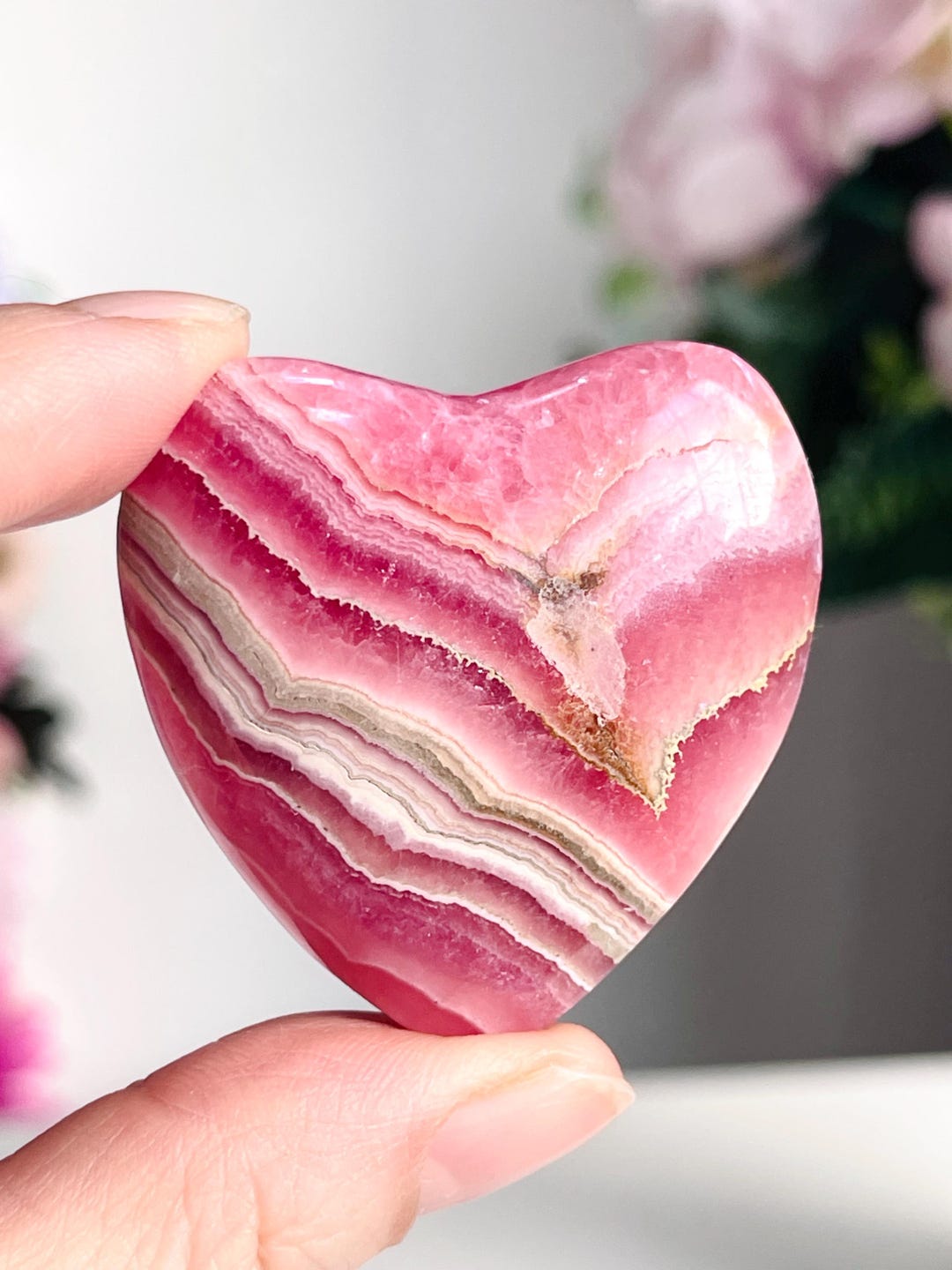 Natural Rhodochrosite Heart Crystal - Etsy UK
