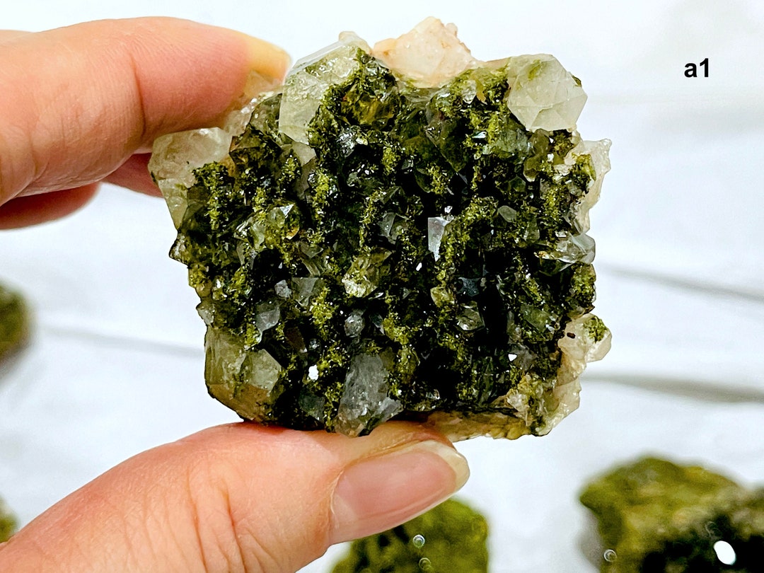 Super Sparkly Forest Epidote With Quartz Specimen, Epidote Specimen ...
