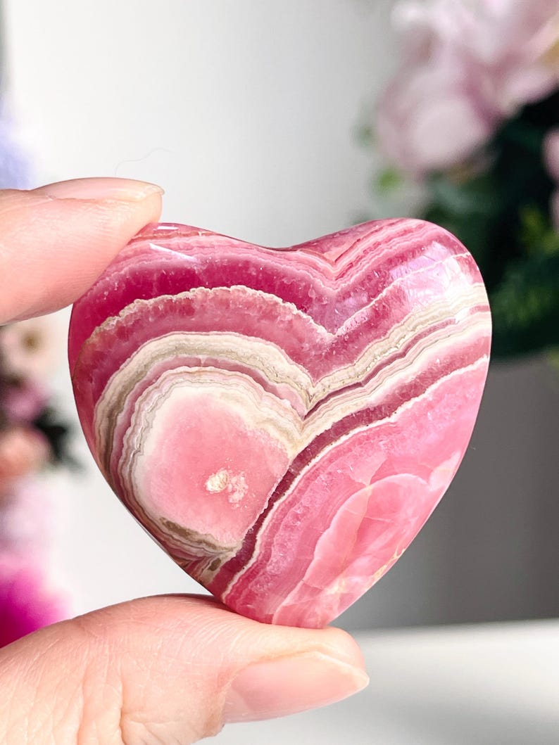 Natural Rhodochrosite Heart Crystal - Etsy UK