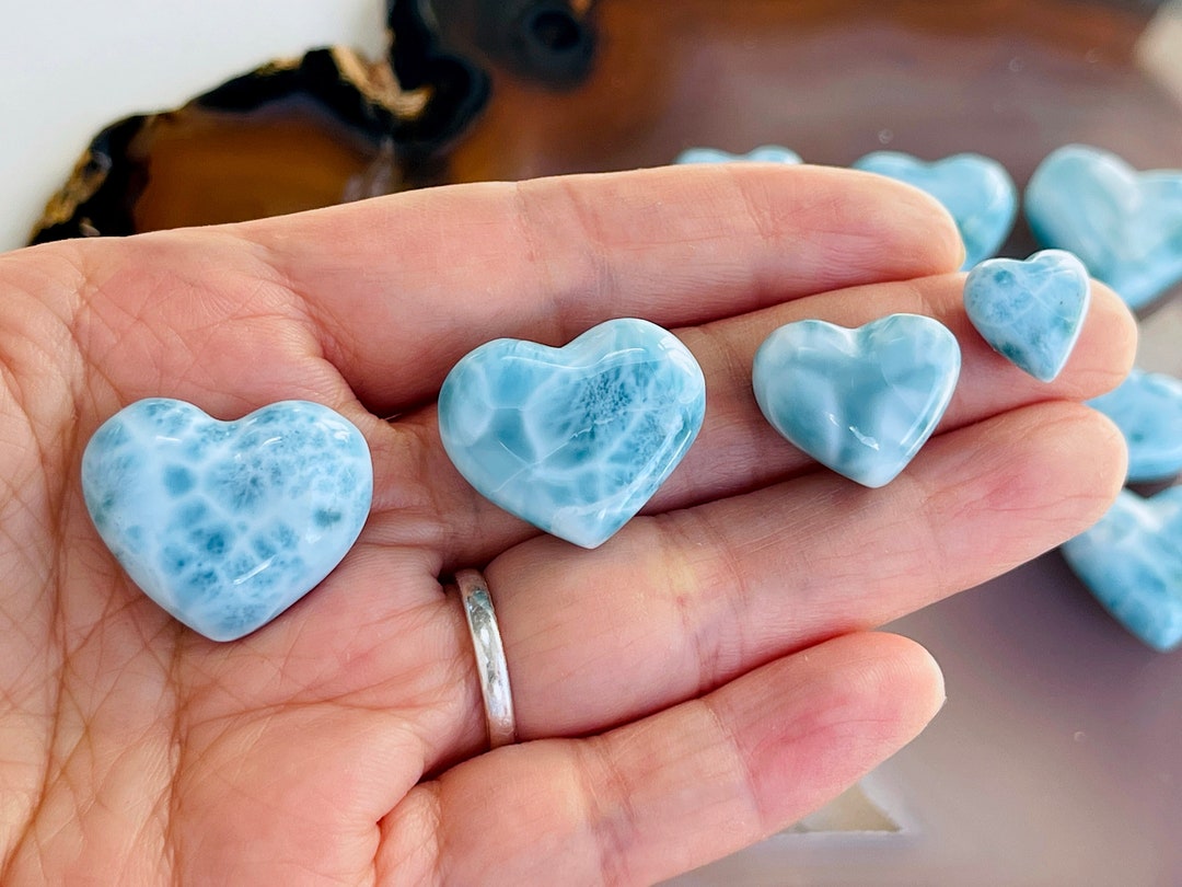 Larimar, Mini Larimar Heart, AAA+ Grade Natural Larimar Heart, High ...