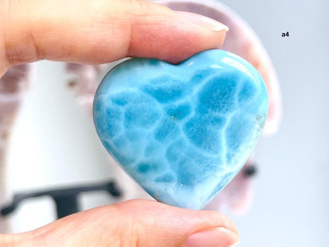 Larimar Heart, AAA+ Grade Natural Larimar Heart, Large Rare Larimar ...