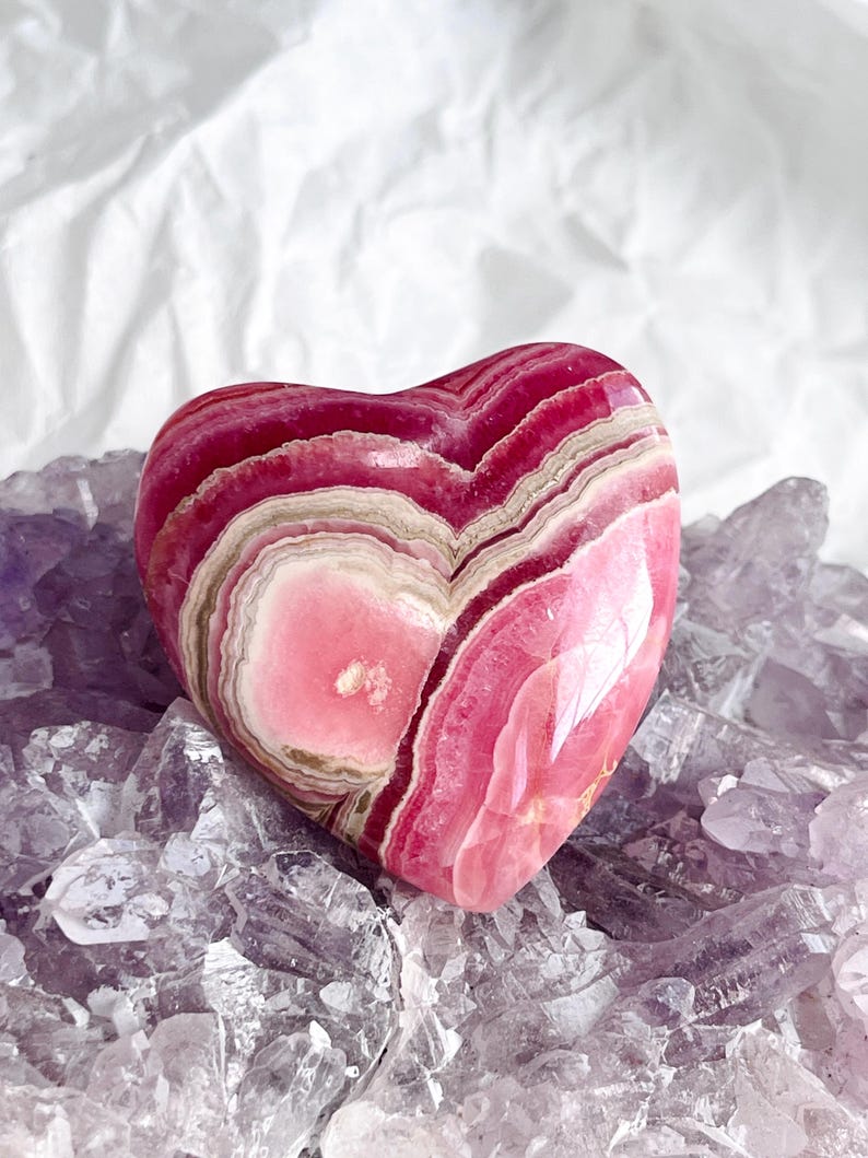 Natural Rhodochrosite Heart Crystal - Etsy UK