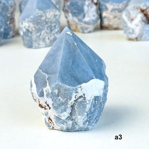 Angelite Point: Rare Light Blue Crystal Tower, Polished Peruvian ...