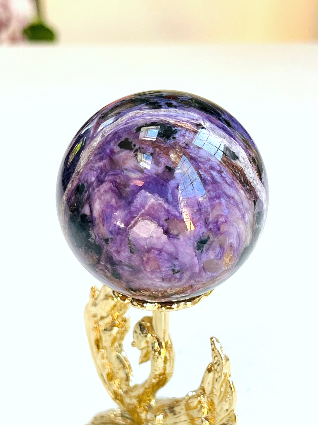 Charoite Sphere, Rare Charoite Crystal Ball, Crystal Gift, Unique Gift ...