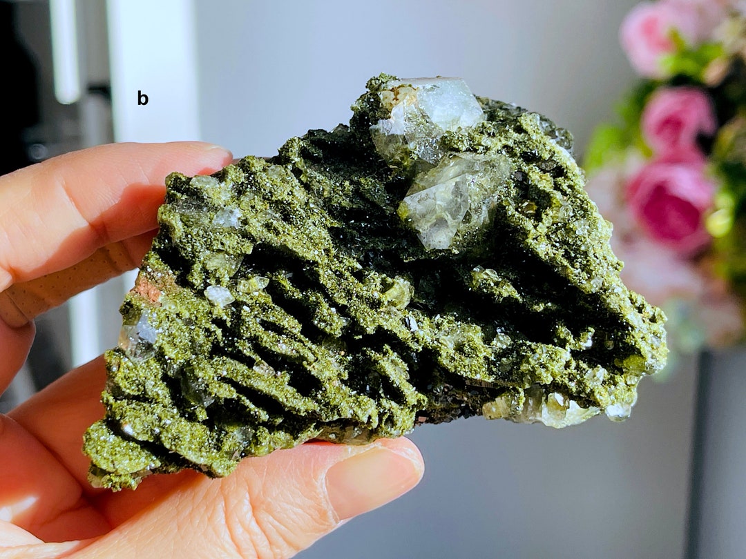 Forest Epidote, Super Sparkly Green Epidote With Quartz Specimen ...