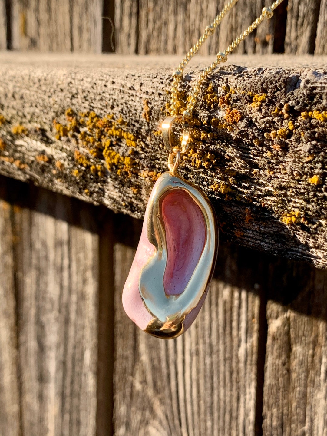 Pink Shell Necklace • Pink and Gold Shell Necklace • Mother of Pearl ...