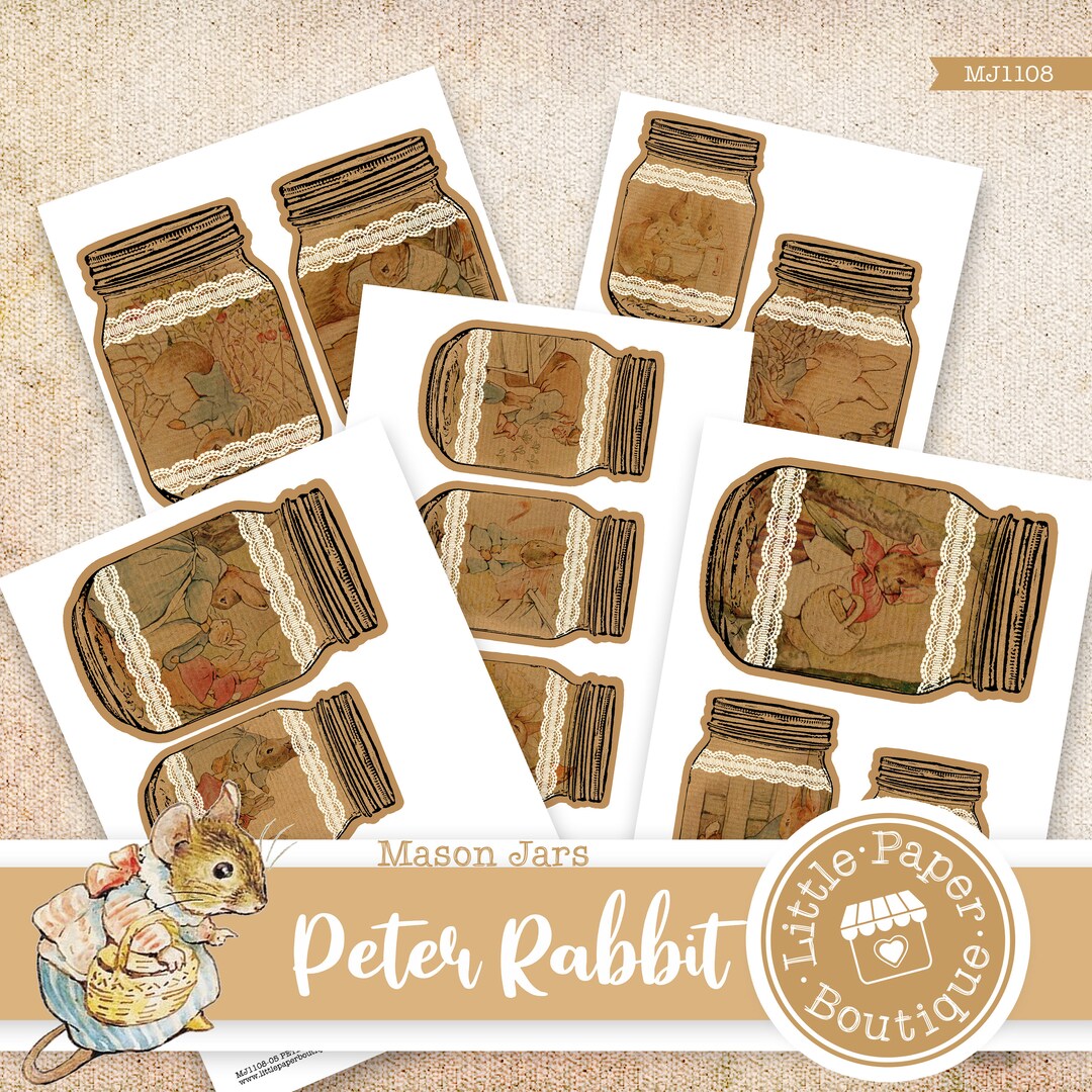 Peter Rabbit Junk Journal Mason Jars, Printable, Autumn, Vintage ...