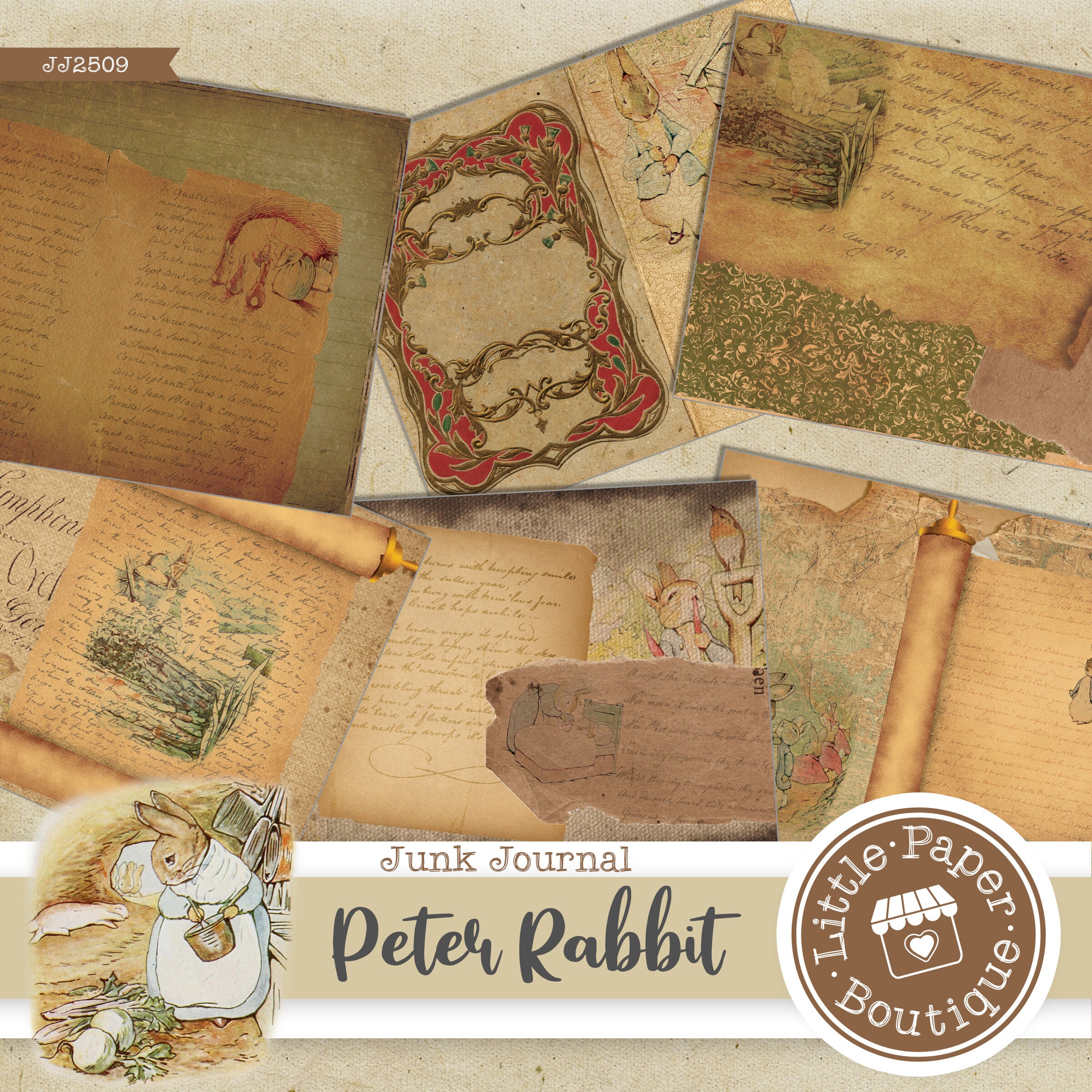 Peter Rabbit by Beatrix Potter Digital Junk Journal Kit FULL - Etsy