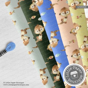 Otter Scrapbook Papers,watercolor Otters,cute Otters and Sea Creatures ...