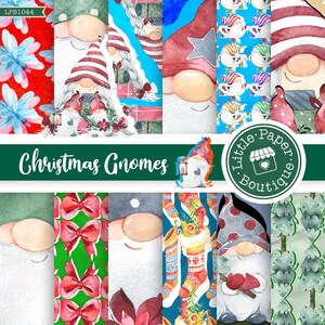 Christmas Gnomes Digital Paper, Christmas Gnomes Papers Scrapbook ...