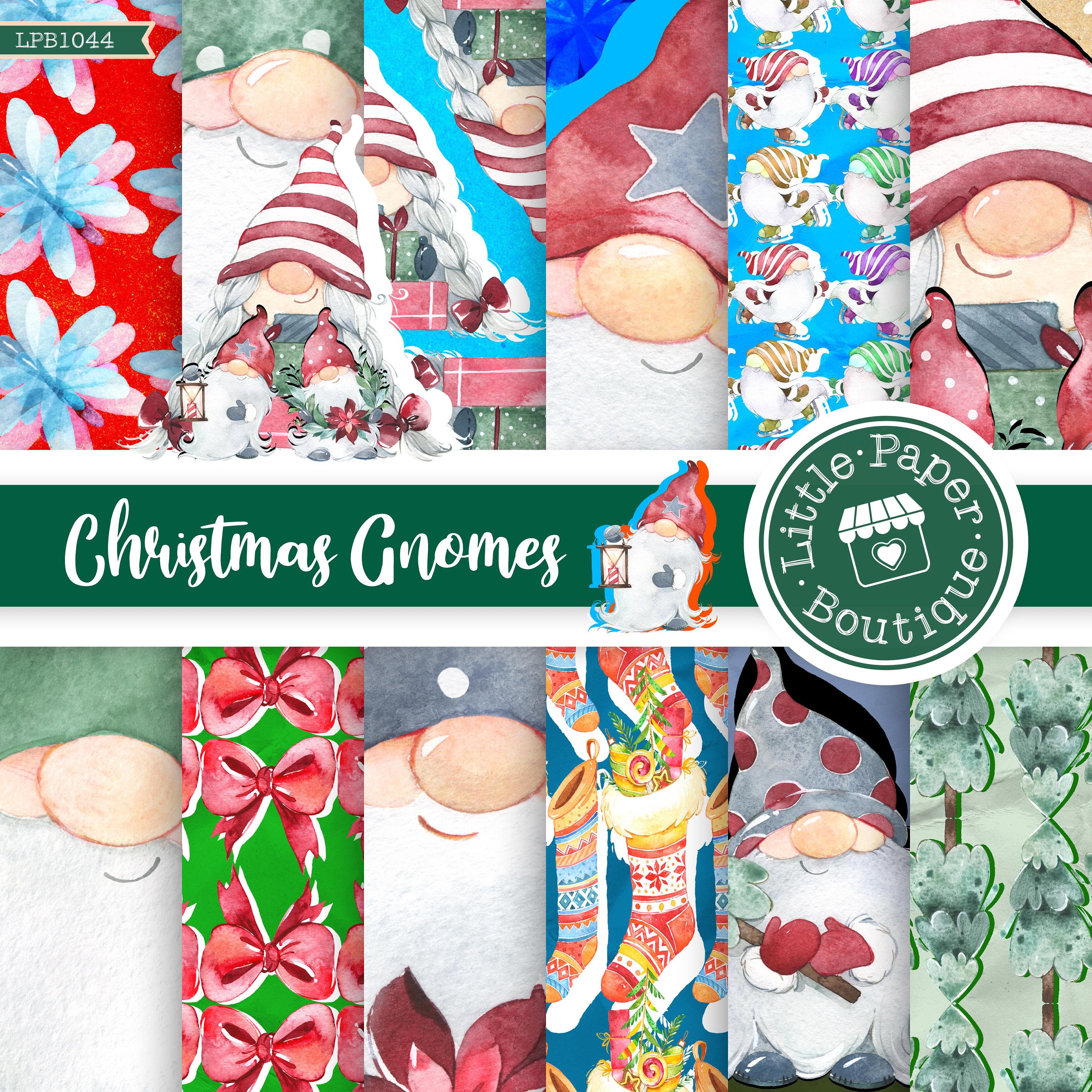 Christmas Gnomes Digital Paper Christmas Gnomes Papers - Etsy