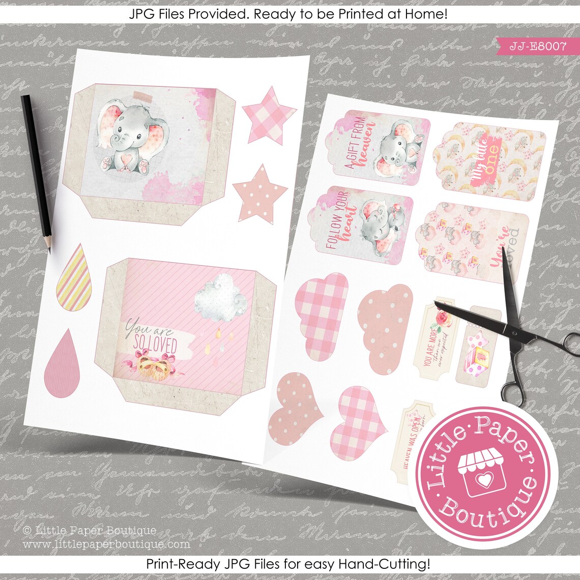 Baby Elephant Girl Digital Junk Journal Kit FULL KIT With - Etsy