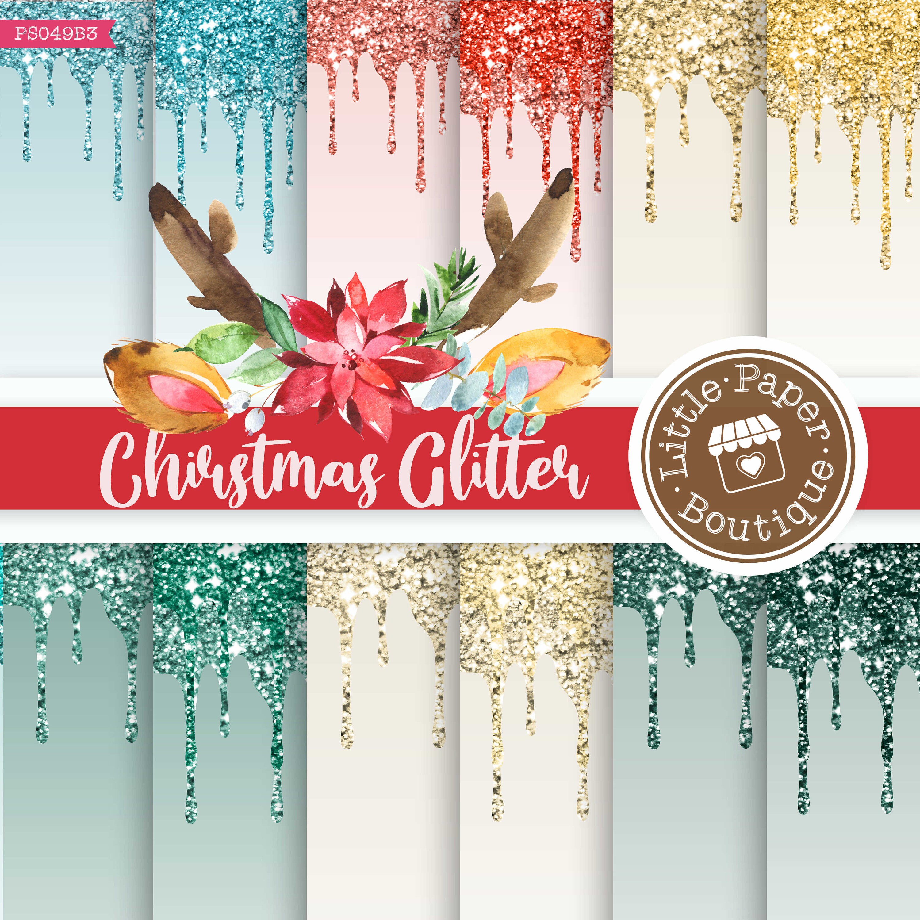 Christmas Dripping Glitter Digital Paper Glitter Backgrounds - Etsy