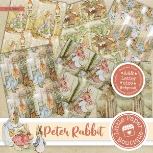 SEAMLESS Peter Rabbit by Beatrix Potter Digital Backgrounds A4 & Letter ...