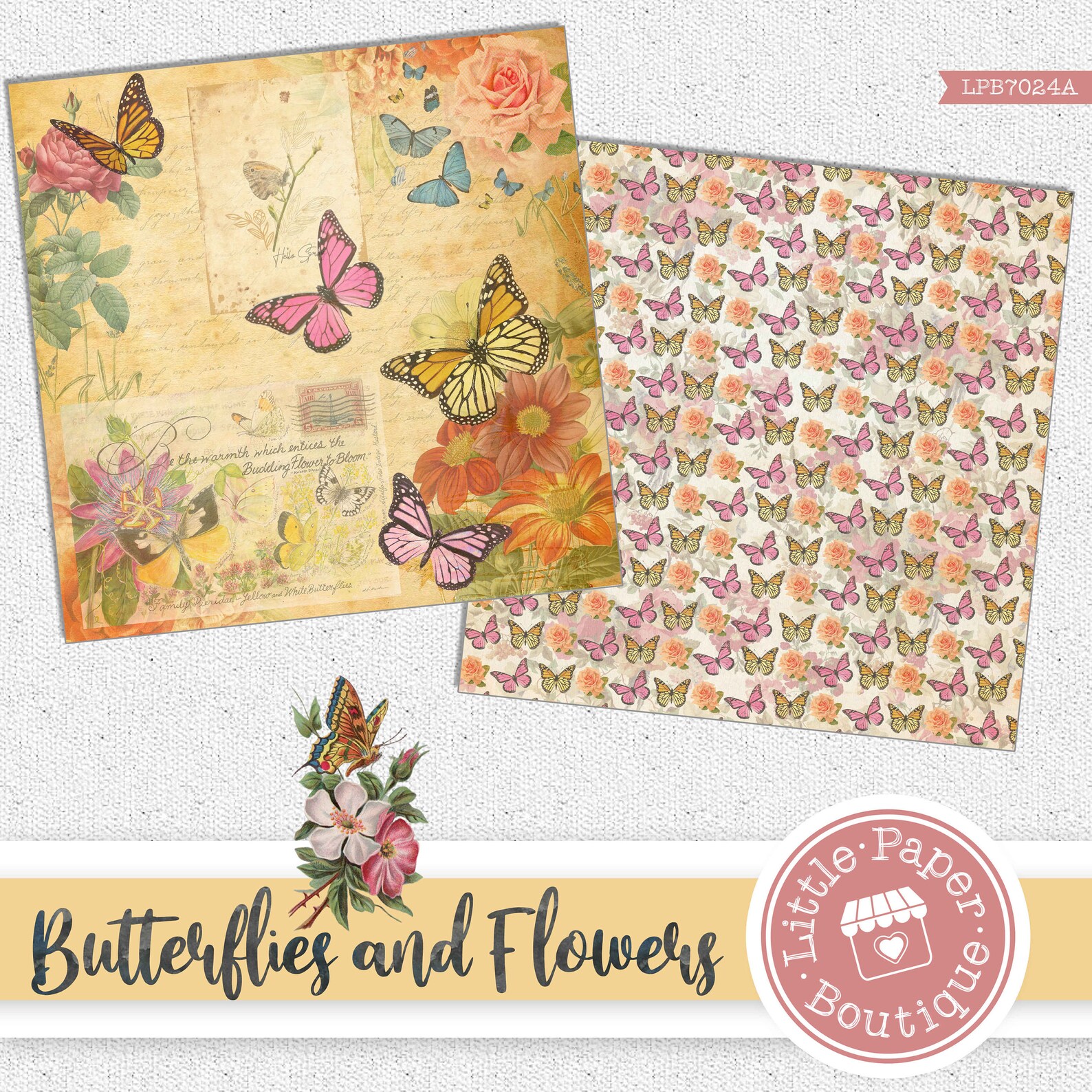 Butterfly Paper Pack Printable Paper Pack Scrapbook | Etsy