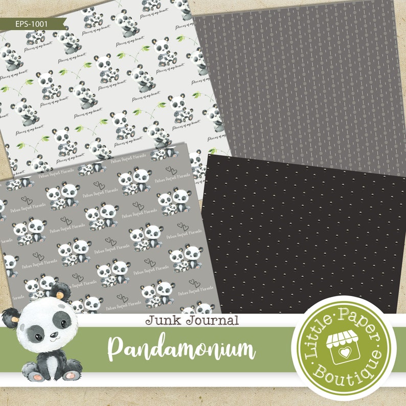 Cute Panda Family Junk Journal Panda Bamboo Forest Background Papers ...