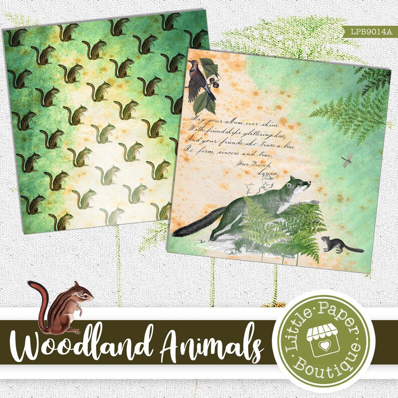 Woodland Animal Digital Paper Printable Forest Papers Woodlands ...