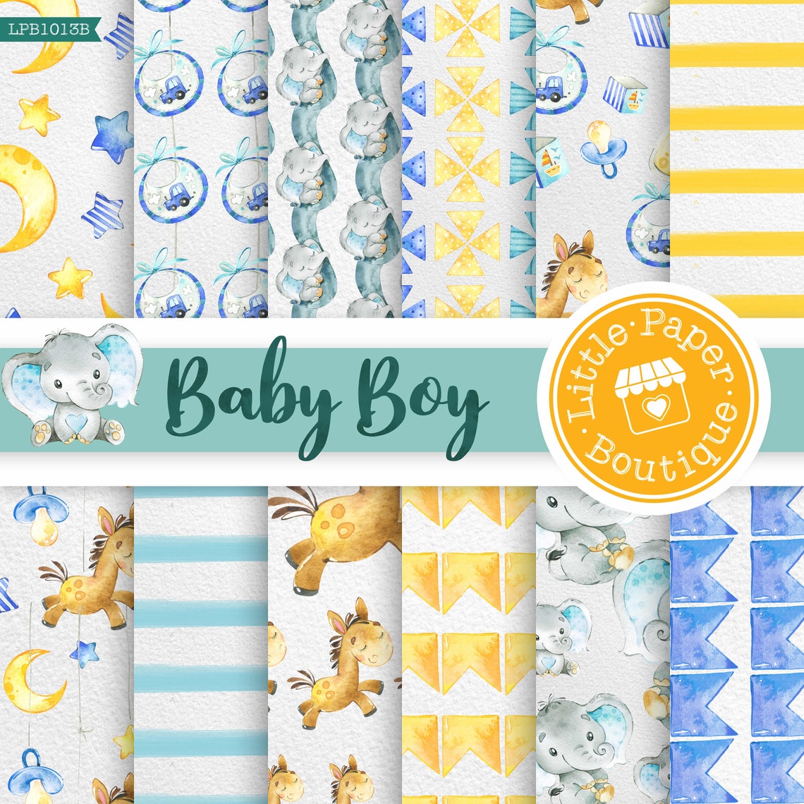 Baby Blue Digital Paper Blue Grey Baby Boy Digital Paper | Etsy