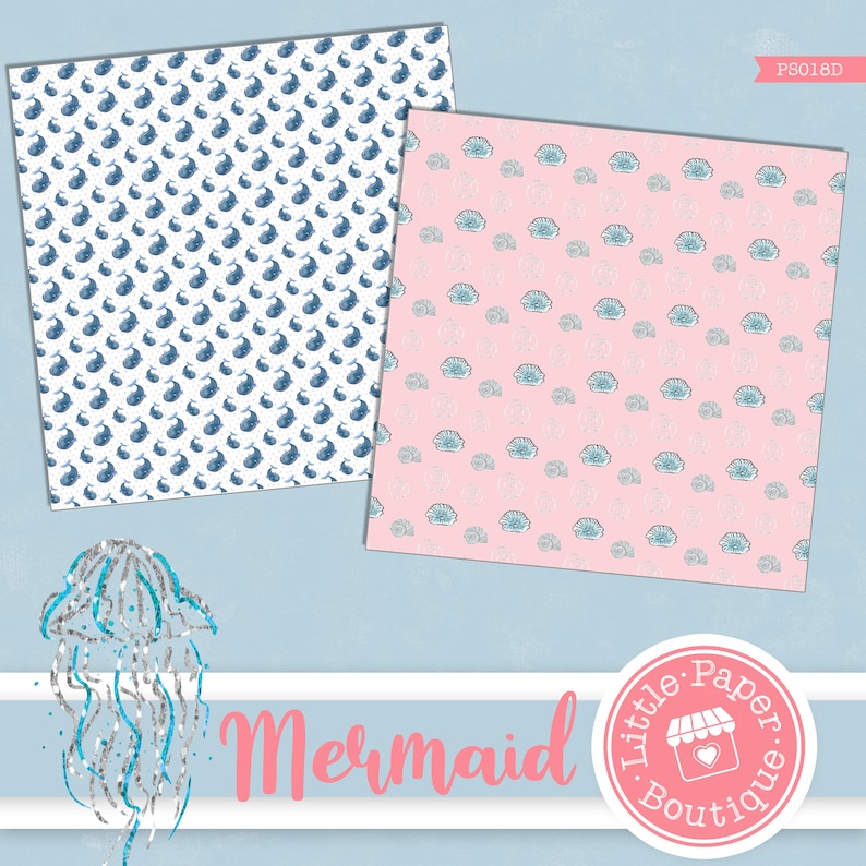 Golden Mermaid Digital Paper, Mermaid Patterns Pink and Turquoise ...