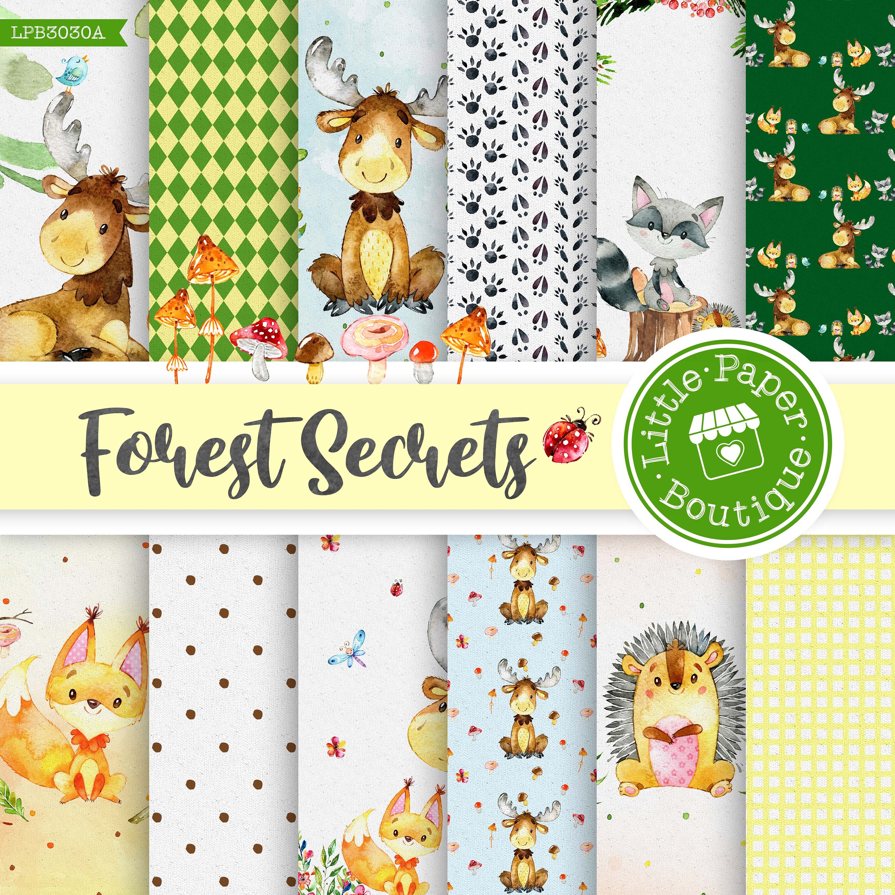 Forest Animals Digital Papers Foxes Digital Papers Digital | Etsy
