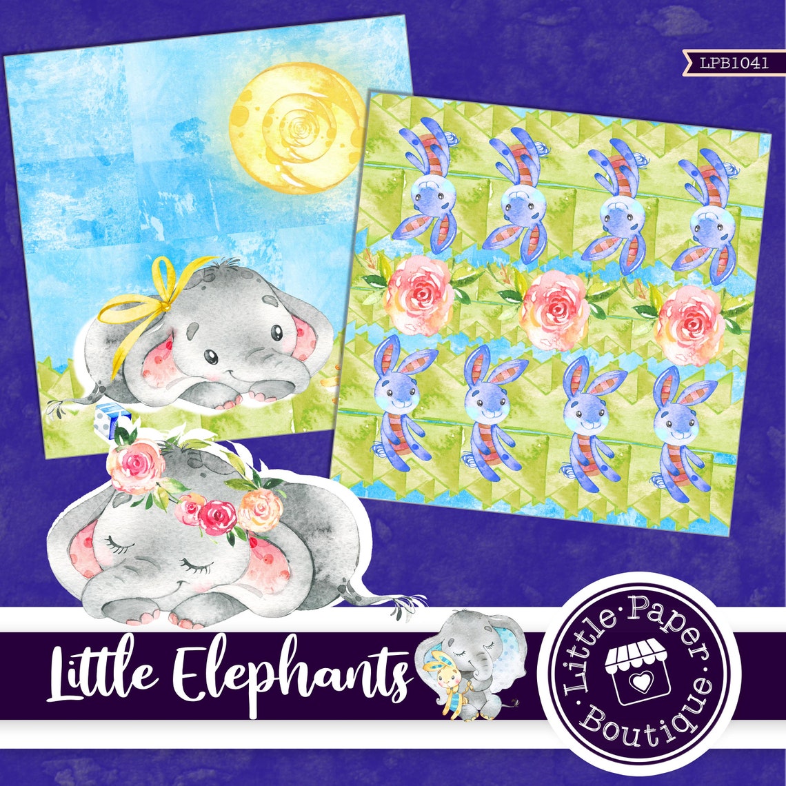 Elephant Digital Paper Baby Elephant Digital Paper Baby - Etsy
