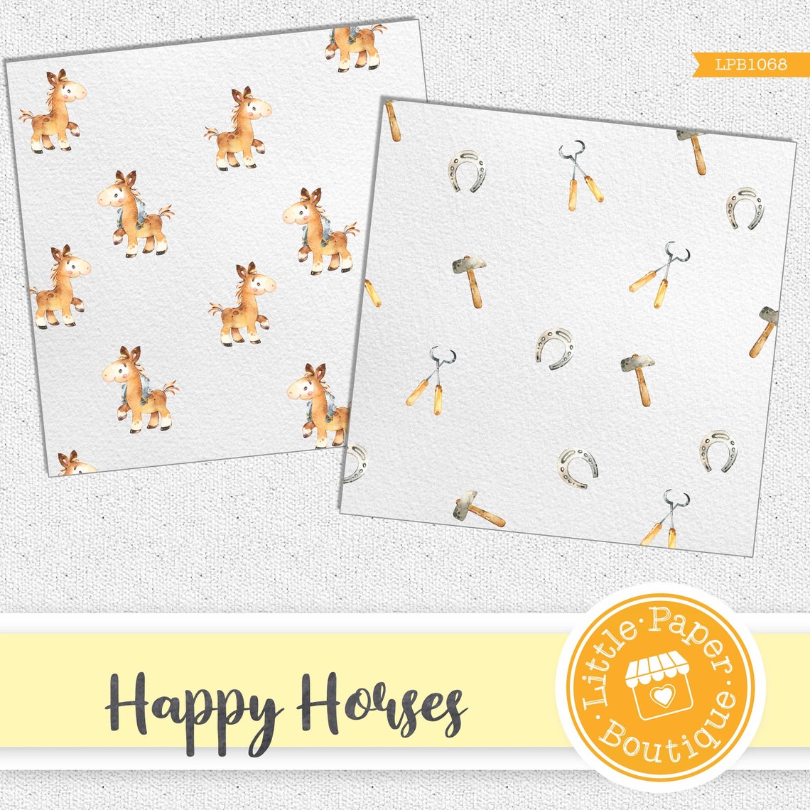 Equestrian Digital Papers horses horseshoe stable stallion | Etsy