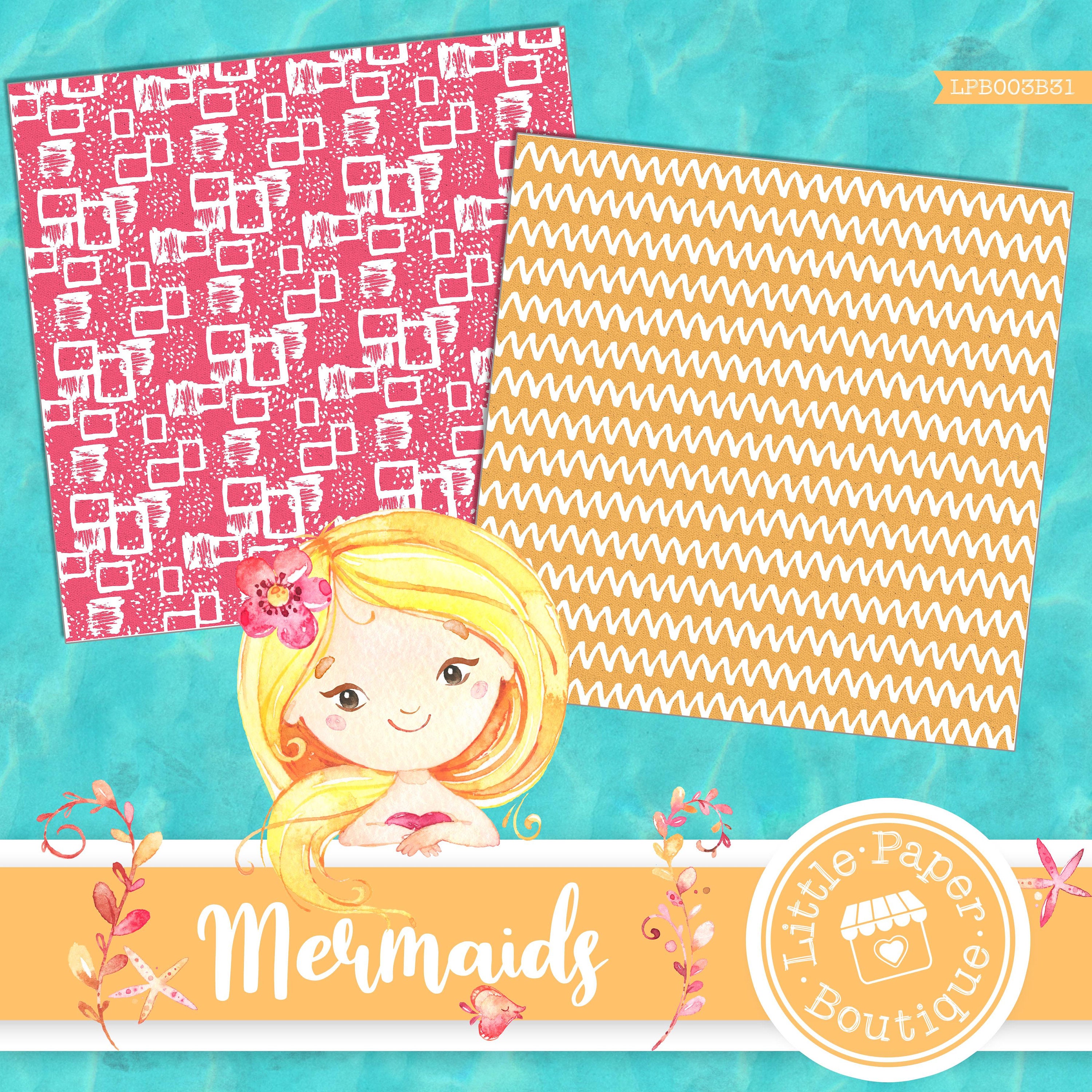 The Little Mermaid Digital Paper Princess Ariel Scrapbook - Etsy