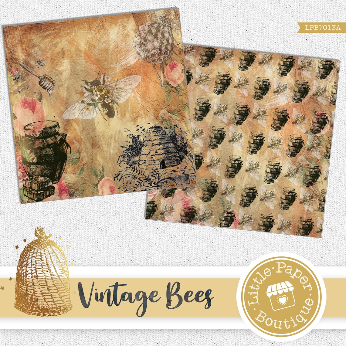 Busy Bee Digital Paper Scrapbook Papers Background Polka | Etsy