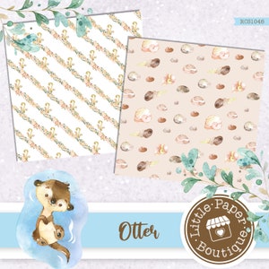 SEAMLESS Otter Scrapbook Papers,watercolor Otters,cute Otters and Sea ...