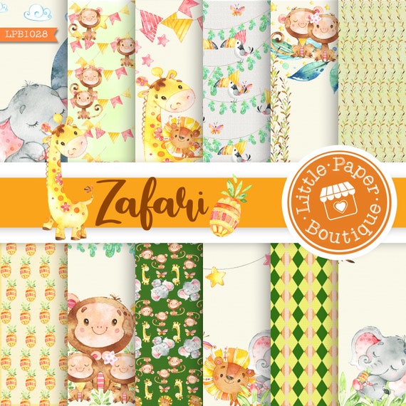 Safari Zoo Digital Paper Zoo Scrapbook Paper Zoo Animals | Etsy