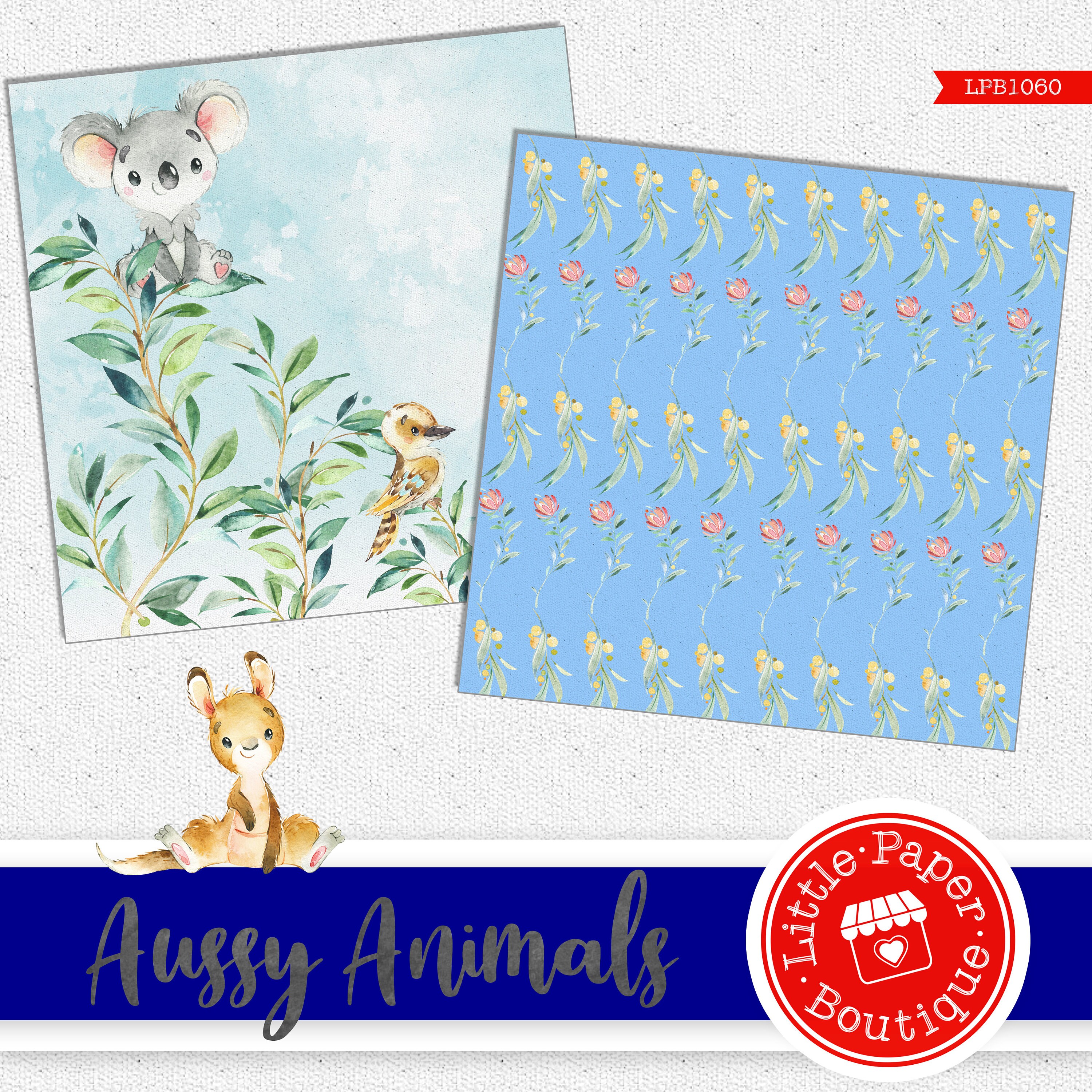 Australian Animals Digital Paper Pack Kangaroo Platypus | Etsy